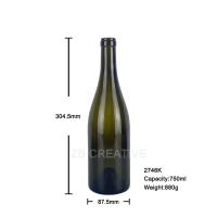 China Icon Burgundy Wine Bottle Antique Green Flint Cork Closure Grand Cru 880g 750ml 2746K for sale