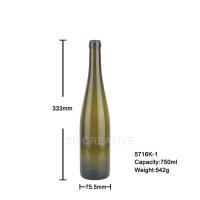 China 750ml Antique Green Slender Rhine Glass Wine Bottles Cork Top For Riesling 542g 5716K-1 for sale