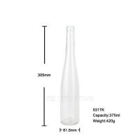 China Dessert Wine 375ml Glass Bottles Slender Rhine Glass Bottle Cork Top 420g 5317K for sale