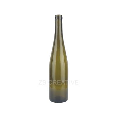 China 750ml Antique Green Slender Rhine Glass Wine Bottles Cork Top For Riesling 542g 5716K-1 for sale