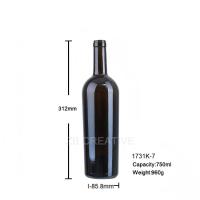 China Icon Tapered Bordeaux Glass Bottle 750ml Cork Closure Ultra Premium 960g 1731K-7 for sale