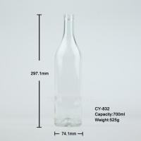 China 700ml Crystal White Liquor Bottle Cork Closure Vodka Spirits Packaging 525g CY-832 for sale
