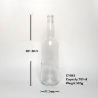 China Screw Cap Custom Vodka Bottle 520g 750ml High White Clear Glass Alcohol CY-843 for sale