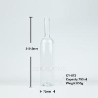 China Custom Vodka Bottle 750ml Flint Cork Closure Spirits Packaging 650g CY-872 for sale