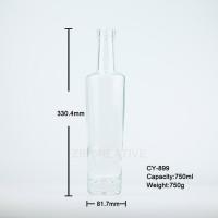 China White Crystal Glass Alcohol Bottle 750g Custom Vodka 750ml Cork Closure CY-899 for sale