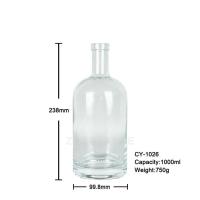 China Large Vodka Glass Bottle 1000ml Cork Closure Premium Spirits Packaging Crystal White 750g CY-1026 for sale