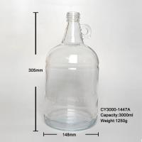 China Gallon Glass Bottle 3000ml Crystal White Screw Cap Vodka Spirits 1250g CY3000-1447A for sale