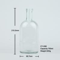 China High White 750ml Glass Liquor Bottles  Cork Top For Rum 520g CY-836 for sale