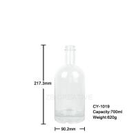 China 700ml Flint Empty Glass Liquor Bottles Screw Cap 620g Rum Spirits Container CY-1019 for sale