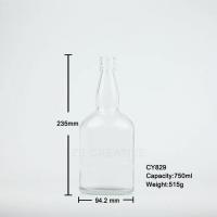 China 750ml Custom Tequila Bottles High White Clear Glass Liquor Screw Cap 515g CY-829 for sale