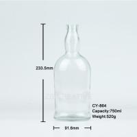 China Flint Liquor Tequila Glass Bottle 750ml Cork Closure Spirits 520g CY-864 for sale