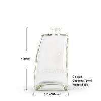 China White Whiskey Crystal Glass Bottle 750ml Cork Closure Premium Spirits Container 825g CY-838 for sale
