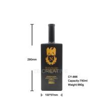 China Clear Glass Liquor Bottles Cork Closure 750ml Whisky Empty Glass Alcohol Container 990g CY-866 for sale