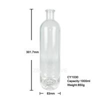 China 1000ml White Liquor Whisky Glass Bottle Crystal Cork Closure Premium Spirits 850g CY-1030 for sale