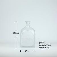 China Flint Premium Spirit Glass Bottle 750ml Cork Closure Gin Container 800g CY-874 for sale