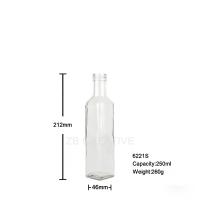 China 250ml Square Marasca Glass Olive Oil Bottle Screw Cap Dressing Sauce Container 260g 6221S for sale