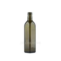China Antique Green Flint Marasca Glass Square Bottle 500ml Screw Cap Olive Oil 390g 6420S for sale
