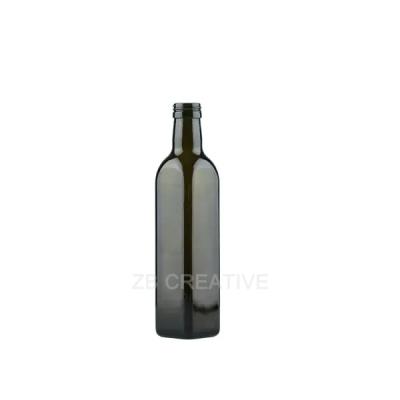 China 375ml Marasca Glass Bottle  Antique Green Flint  Screw Top For Olive Oil 360g 6340S for sale