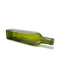 China Antique Green Flint Marasca Glass Square Bottle 500ml Screw Cap Olive Oil 390g 6420S for sale