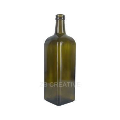 China 1000ml Marasca Oil Bottle Square Glass Bottle Screw Top For Olive Oil 675g 6818S-2 for sale
