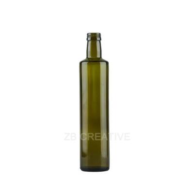 China Antique Green Flint Round Dorica Bottle 500ml Screw Top 380g Empty Olive Oil Bottles 7420S for sale