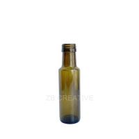 China 125ml Antique Green Flint Mini Dorica Round Glass Bottle Screw Top For Olive Oil 170g 7651S for sale