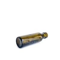 China 125ml Antique Green Flint Mini Dorica Round Glass Bottle Screw Cap Olive Oil 170g 7651S for sale