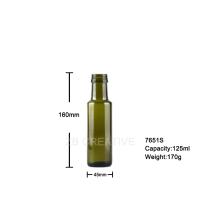 China 125ml Antique Green Flint Mini Dorica Round Glass Bottle Screw Cap Olive Oil 170g 7651S for sale