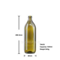 China 1000ml Antique Green Round Dorica Glass Bottles Screw Cap Olive Oil 542g 7842SA for sale