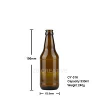 China Beer Glass Bottles 330ml Amber Crown Cap Packaging Container 240g CY-316 for sale