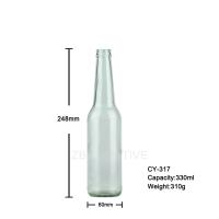 China Clear Glass Beer Bottles 12oz Crown Cap Craft Brew Container Packaging 310g CY-317 for sale