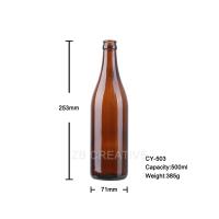 China 500ml Amber Flint Glass Beer Bottles Crown Cap Craft Brew Container 385g CY-503 for sale