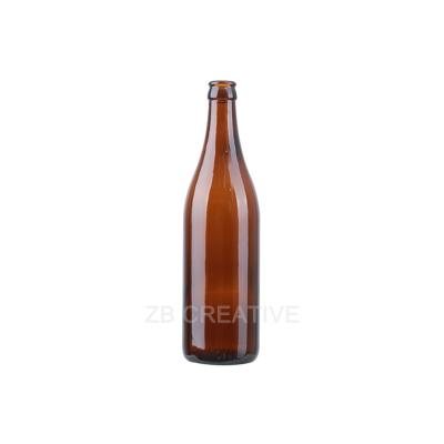 China Amber Flint 500ml Glass Beer Bottles Crown Top For Craft Brew 385g CY-503 for sale