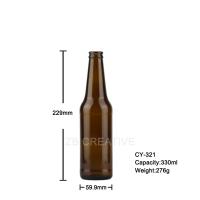 China Premium Amber Emerald Green Glass Beer Bottles 12oz Crown Cap Container 276g CY-321 for sale