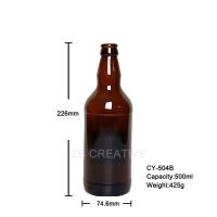 China CY Glass Amber Flint Brown Beer Bottles 500ml Crown Cap Craft Brew Container 425g CY-504B for sale