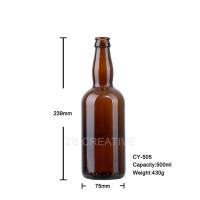 China Heavy Base Glass Beer Bottles 500ml Crown Cap Amber Flint Craft Brew Pack 430g CY-505 for sale