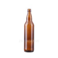 China 650ml Amber Beer Bottle Flint Glass Lager Bottle Crown Top For Craft Brew 495g CY-601 for sale