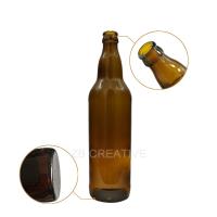 China 650ml Amber Beer Bottle Flint Glass Lager Crown Cap Craft Brew Container 495g CY-601 for sale