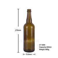 China Classic Craft Brew Glass Beer Bottle 650ml 26mm Crown Cap Container 480g CY-604 for sale