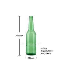 China 620ml Emerald Green Glass Beer Bottles Crown Cap Container Packaging 480g CY-605 for sale