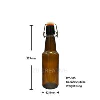 China Modern Amber Flint Beer Glass Bottle 330ml Swing Cap Craft Brew Container 345g CY-305 for sale