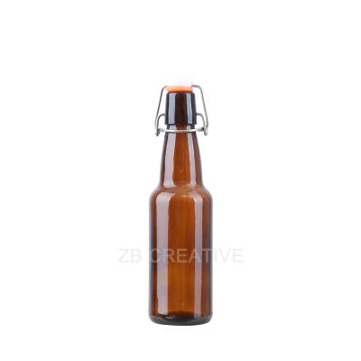 China 330ml Amber Flint Beer Swing Top Glass Bottle For Craft Brew 345g CY-305 for sale