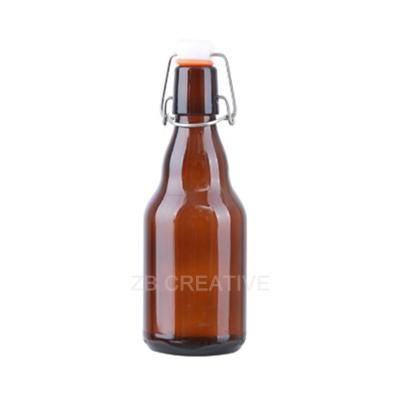 China Amber Flint Beer 12 Oz Glass Bottles With Swing Top For Craft Brew 310g CY-306 for sale
