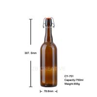China 750ml Amber Glass Beer Bottles Swing Cap Container Packaging 535g CY-701 for sale
