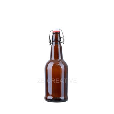 China 500ml Amber/Flint Beer Glass Bottle With Swing Top For Craft Brewing Packaging 430G CY-502 for sale