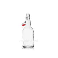 China Large Amber Flint Beer Glass Bottle 500ml Swing Cap Craft Brewing Container 430g CY-502 for sale