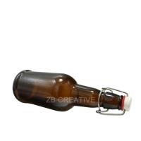 China Large Amber Flint Beer Glass Bottle 500ml Swing Cap Craft Brewing Container 430g CY-502 for sale