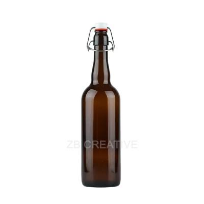 China Swing Top Amber Beer Glass Bottles 750ml For Craft Brew 535g CY-705 for sale