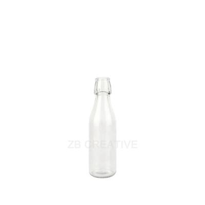 China 250ml Flint Round Clear Glass Water Bottle Swing Top For Juice 202g CY-802 for sale