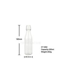 China Clear 250ml Flint Round Swing Top Empty Glass Water Bottle Juice Container CY-802 for sale